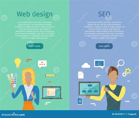 Web Design Seo Infographic Set Stock Vector Illustration Of Digital Mail 82403817
