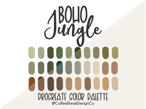 Procreate Color Palette Boho Jungle Boho Plant Inspired Color Swatches Nature Color Palette