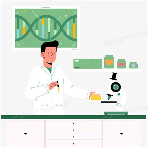 手绘卡通实验室研究员png图片素材下载手绘png熊猫办公