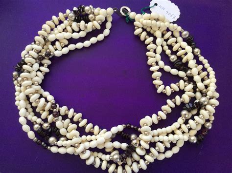 Multi Strand Bead Amethyst Necklace 22 Nos Tribal Statement Six Strands