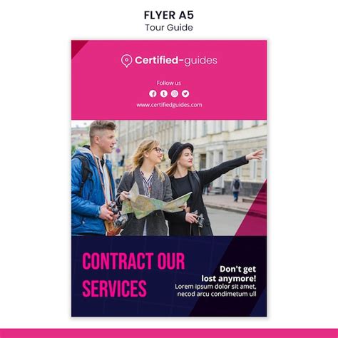 투어 가이드 전단지 서식 파일 무료 Psd 파일