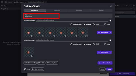 Sprite GDevelop Documentation