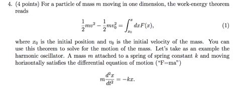 Solved Points For A Particle Of Mass M Moving In One Chegg Com