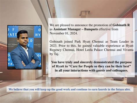 I Am Happy To Share That I Have Been Promoted As An Assistant Banquet