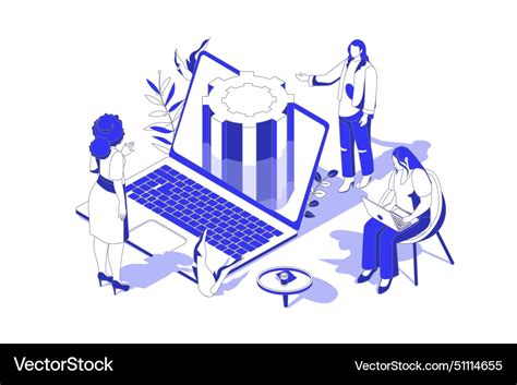 Developer Team D Isometric Concept In Isometry Vector Image