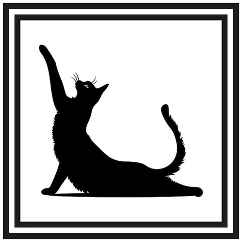 Premium Vector Stretching Cat Silhouette Clipart On A White Background