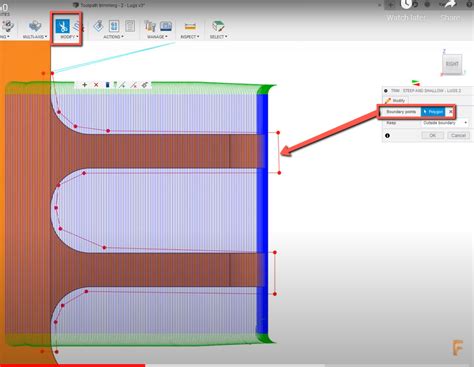 如何在fusion 360中修剪刀具路径