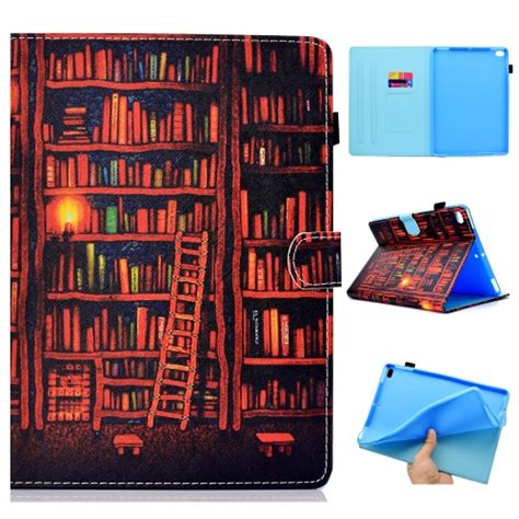 Ipad 56 컬러 드로잉 스티칭 가로 플립 가죽 케이스 홀더 및 카드 슬롯 및 잠자기 깨우기 기능 책장