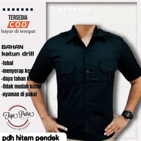 Kemeja Pdh Pdl Hitam Lengan Pendek Lazada Indonesia