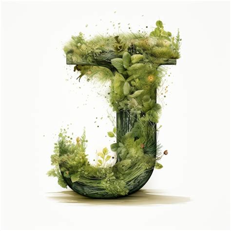 Arafed Letter Made Of Green Plants And Leaves With A White Background