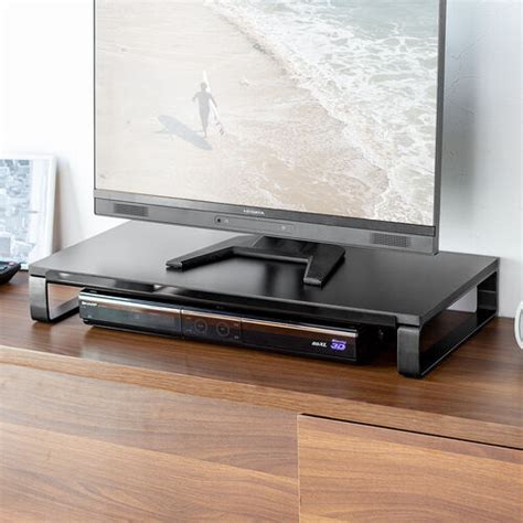 【在庫限り】モニター台 スマホスタンド付き 机上台 幅60cm モニター下収納 大型モニター 木製 ブラック Yk Mr197bk【イス王国】