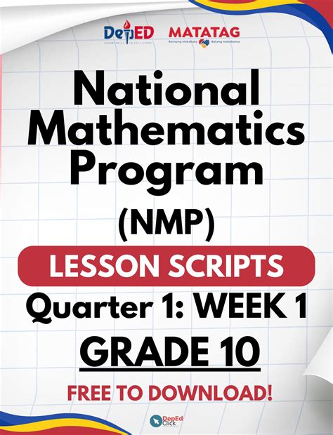 Deped Click Grade 10 Nmp Lesson Scripts Quarter 1 Week Facebook
