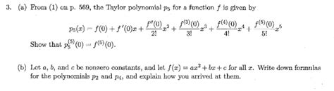 solved 3 a from 1 ou p 569 the taylor polymomial ps
