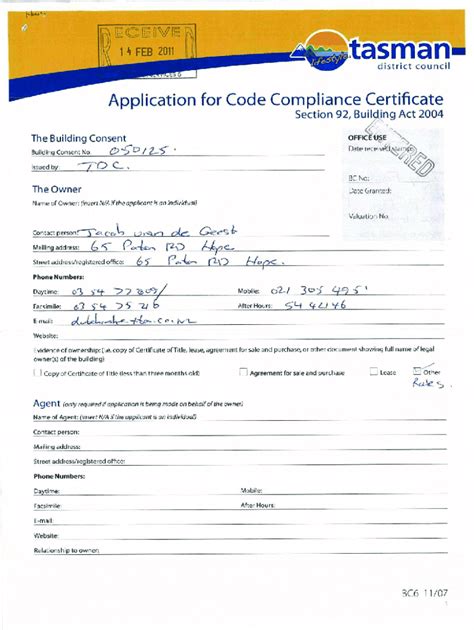 Fillable Online Apply For A Code Compliance Certificate Ccc