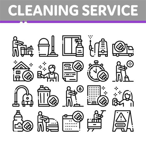 Premium Vector Cleaning Service Tool Collection Icons Set Vector