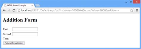 working with html form in asp page simple example