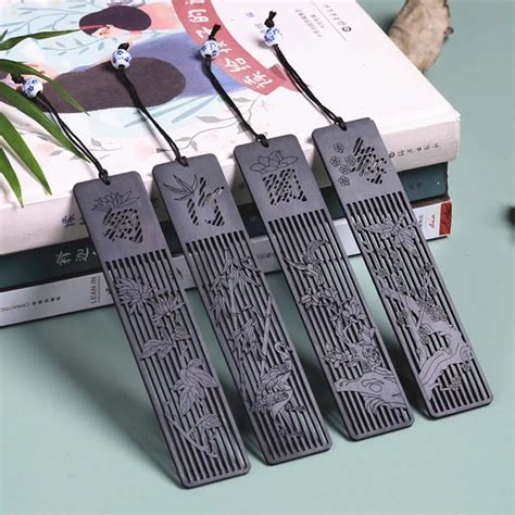 크리 에이 티브 매화 대나무 나무 책갈피 중국 스타일 난초 빈 책 마크 학교 학생 읽기 편지지 사무 용품 Aliexpress