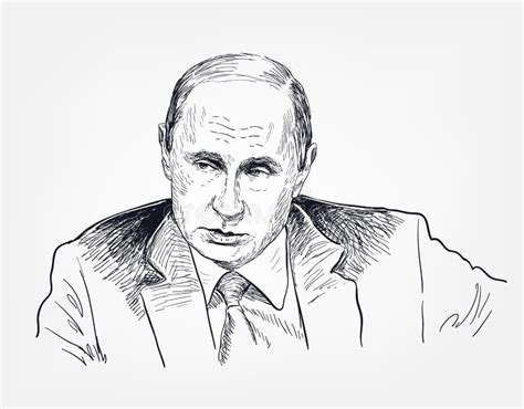 Vladimir Putin Vector Szkic Portret Ilustracja Portretu Izolowana Obraz