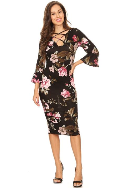 Bell Sleeve Midi Dress Vibe Apparel Co