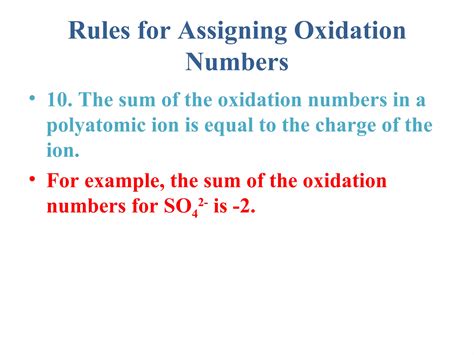 Rules Assign Oxidation Numbers Ppt