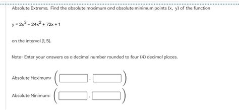 Solved Absolute Extrema Find The Absolute Maximum And Chegg