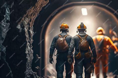 Premium Photo Miners Working Deep Inside A Coal Mine Facility Generative Ai