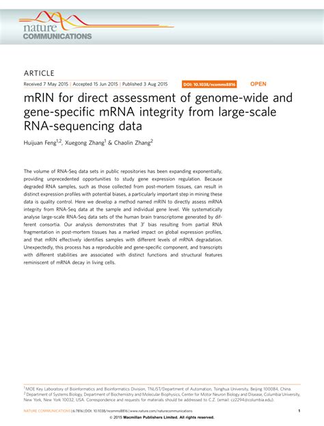Pdf Mrin For Direct Assessment Of Genome Wide And Gene Specific Mrna