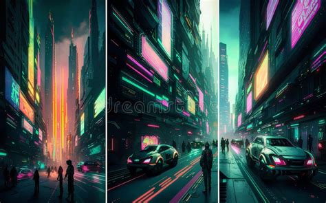 Futuristic Cityscape Dominated Stock Illustration Illustration Of