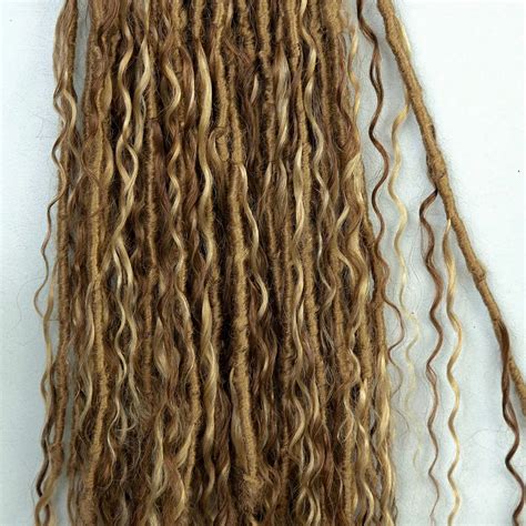 Pre Looped Blonde Brown Mixed Crochet Boho Locs With Human Hair Curls
