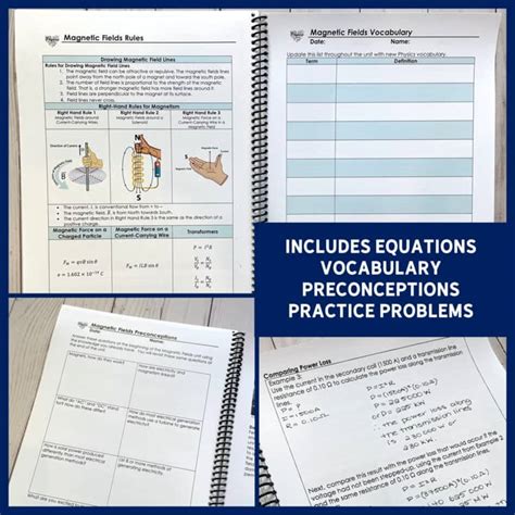 Magnetic Fields Workbook Electromagnetism Physics Lessons Notes For
