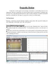 Lab Projectile Motion Pdf Projectile Motion In This Lab We Will Expand Our Knowledge Of