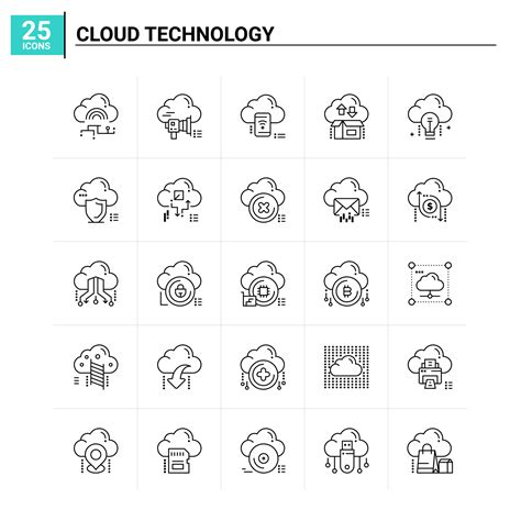 25 Cloud Technology Icon Set Vector Background 18030001 Vector Art At Vecteezy