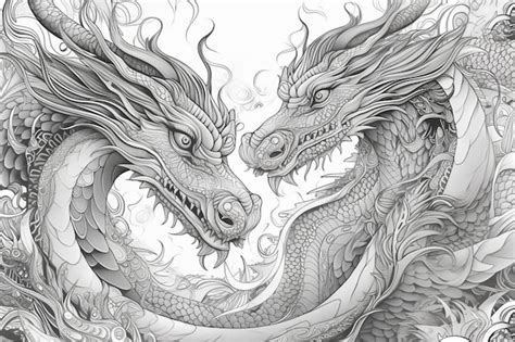 Premium AI Image A Drawing Of Two Dragons Facing Each Other