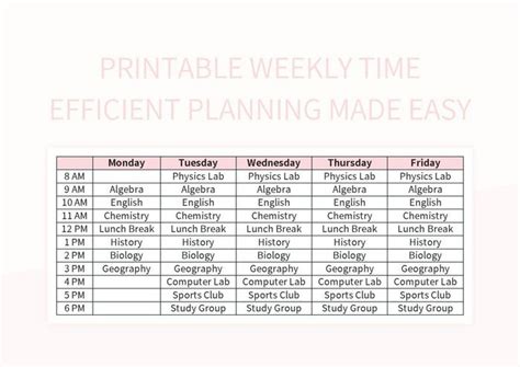 Effortless Weekly Time Management With Printable Planning Excel