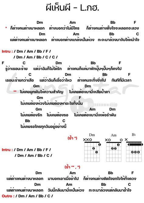 คอร์ดเพลง ผีเห็นผี L กฮ [คอร์ดเพลงง่ายๆ] Lenguitar