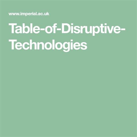 table of disruptive technologies disruptive technology technology