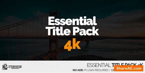 Videohive Essential Title Pack 4K Free After Effects Templates