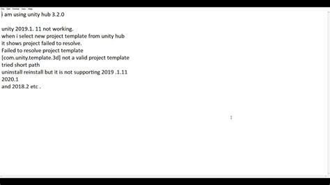 unity cannot create newproject failed to resolve project template[ not