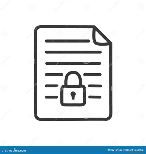 Secure Document Icon A Simple Line Art Icon Depicting A Document With