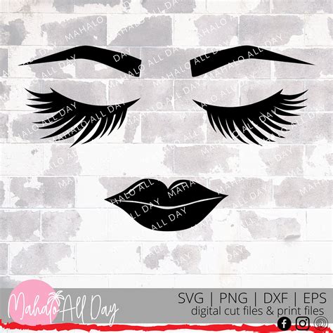 Labios Pestañas Y Cejas Svg Cut File Rímel Svg Descarga Etsy España