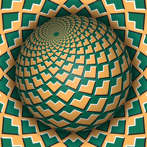 Optical Illusion Vector Illustration Sphere Soaring Above The Surface Stock Vector
