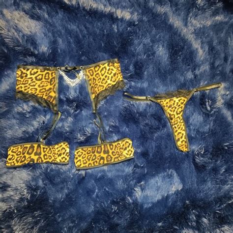 Intimates And Sleepwear Leopard Print Garter Belt Straps Garters Matching Thong Poshmark