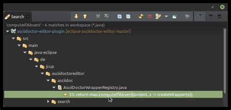 combine line and content element in asciidoc reference search results