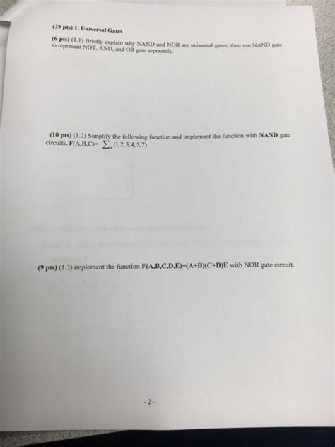 Solved Universal Gates Briefly Explain Why NAND And NOR Are Chegg