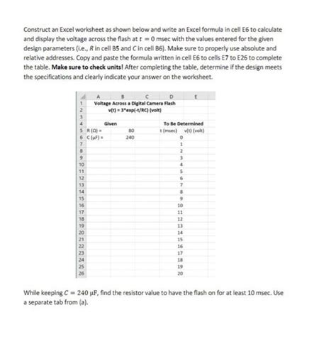 Solved Construct An Excel Worksheet As Shown Below And Write Chegg Com