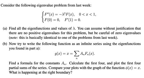 Solved Consider The Following Eigenvalue Problem From Last