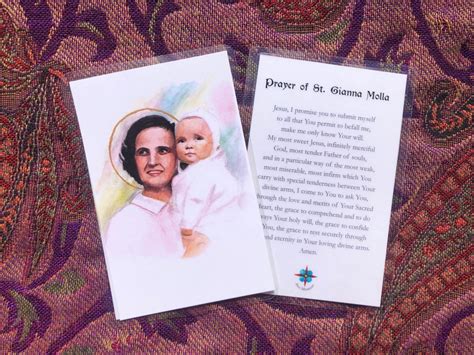 St Gianna Molla Prayer Card Etsy