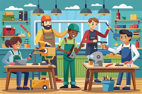 Premium Vector A Diverse Team Collaborating On A Project In A