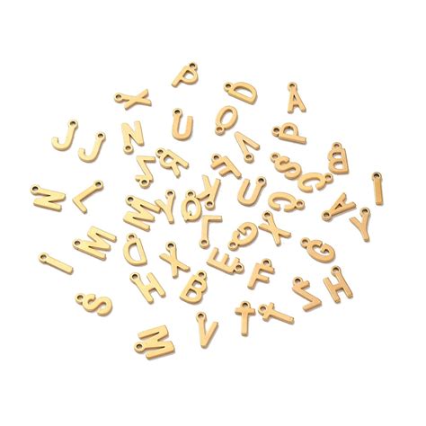Mini Letras Colgantes Abecedario 8 Mm Acero Dorado Unidad Matinée