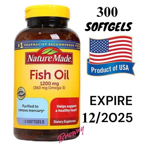 Nature Made Fish Oil 1200 Mg 360 Mg Omega 3 300 Softgels Shopee